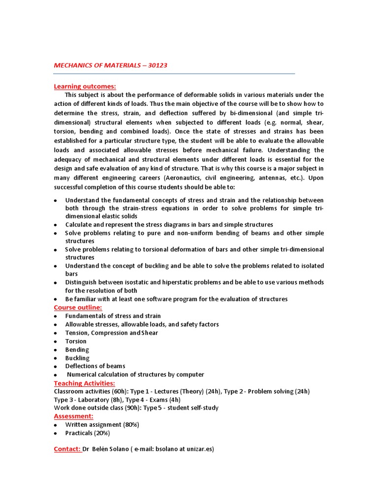 Mechanics of Materials PDF | PDF