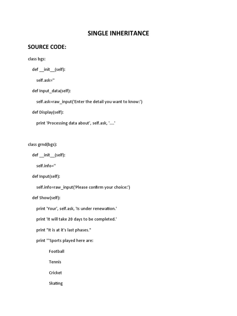 Single Inheritance: Source Code | PDF