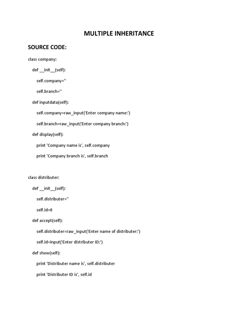 Multiple Inheritance: Source Code | PDF