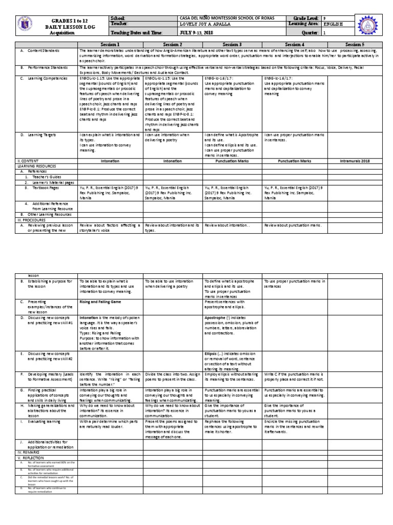 Grade 9 DLL ENGLISH 9 Q1 Week 5 | PDF | Linguistics | Psychological ...