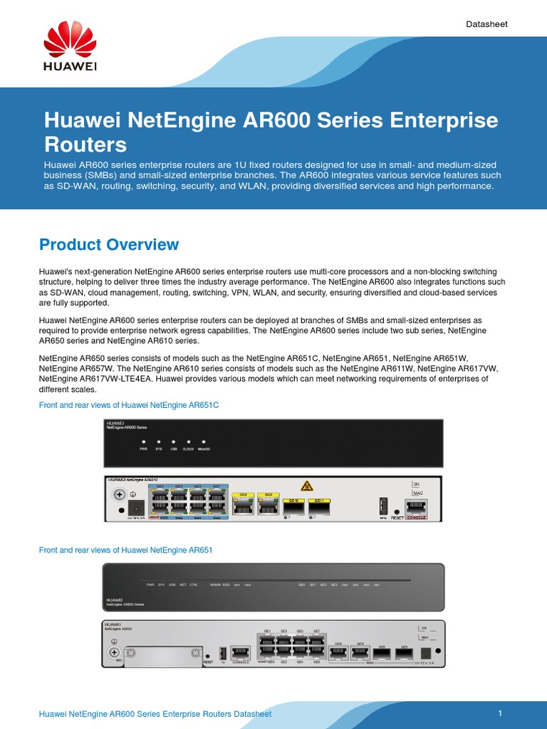 Huawei NetEngine AR600 Series Enterprise Routers Datasheet | PDF ...
