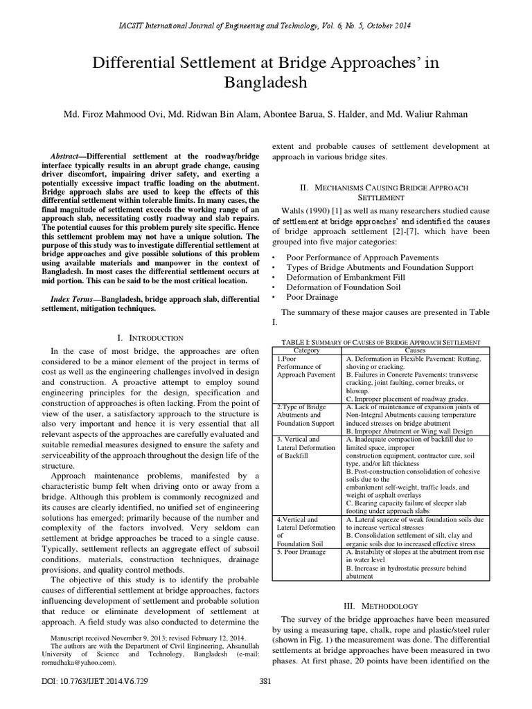 Differential Settlement at Bridge Approaches | PDF | Civil Engineering ...
