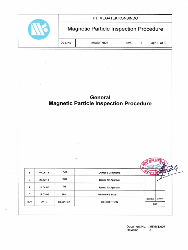 Magnetic Particle Procedure | PDF | Nondestructive Testing | Welding