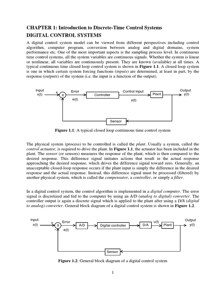 CHAPTER 1: Introduction To Discrete-Time Control Systems Digital Control Systems | PDF | Control ...