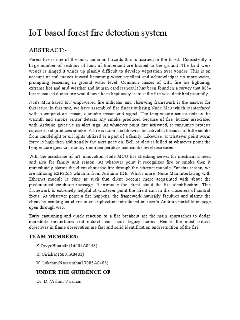 Iot Based Forest Fire Detection System: Abstract | PDF | Fires ...
