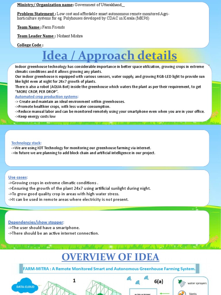 Idea / Approach Details: Automated Crop Production Systems | PDF
