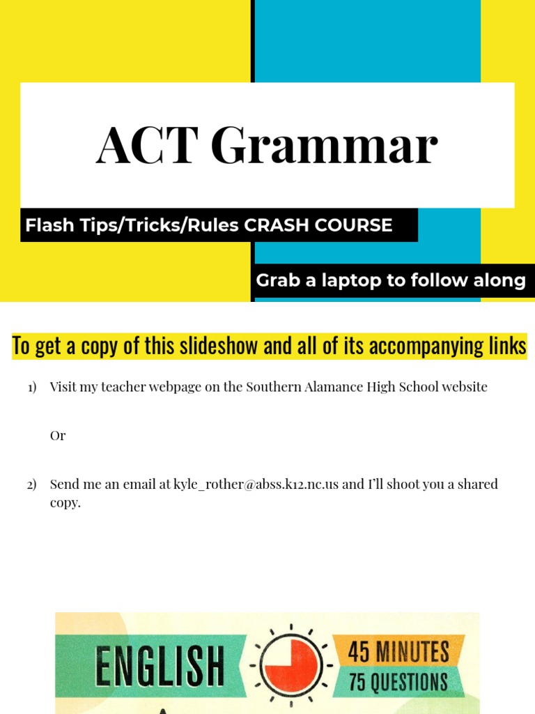ACT Grammar Workshop Session 2 Sentence Structure | PDF | Comma ...