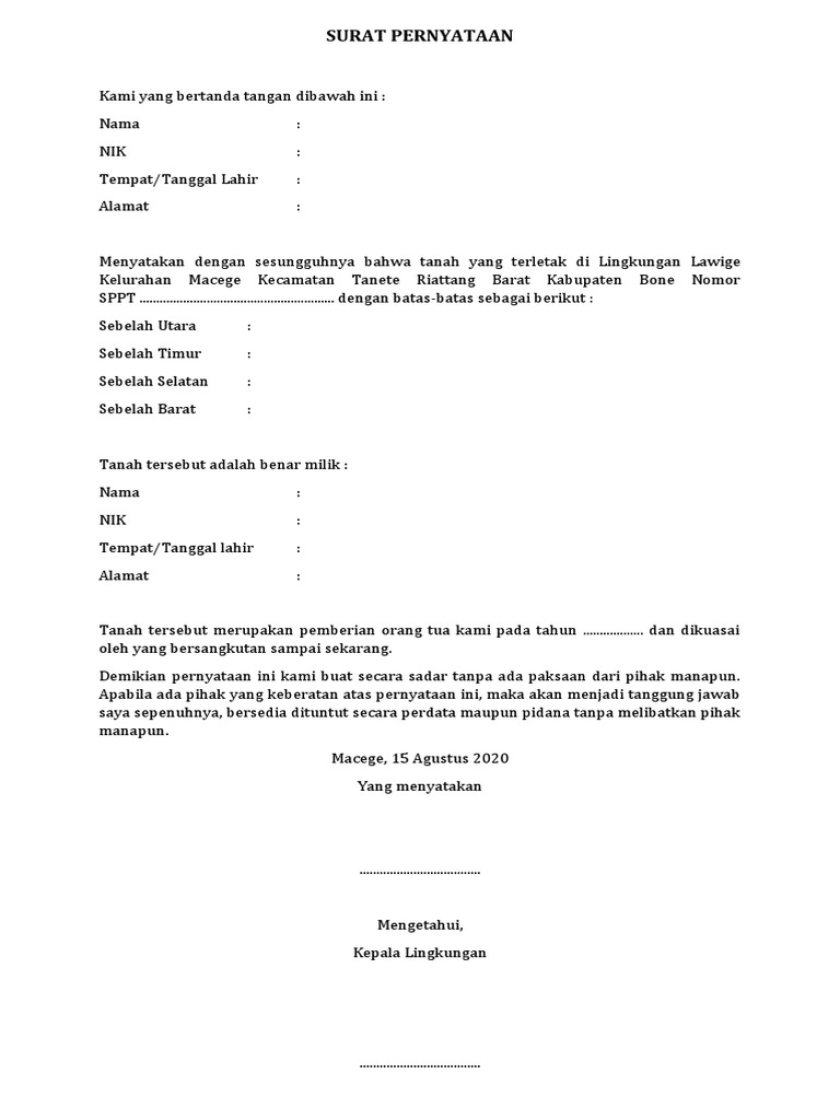 Surat Pernyataan | PDF