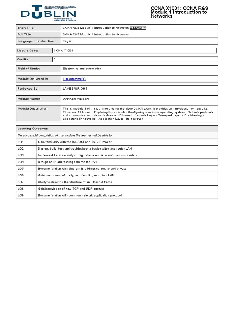 Module CCNA R&S Module 1 Introduction To Networks PDF | PDF | Cisco Certifications | Computer ...