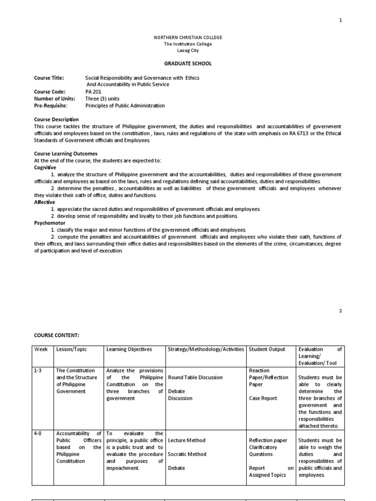 Graduate School Course Title: Course Code: Number of Units: Pre ...
