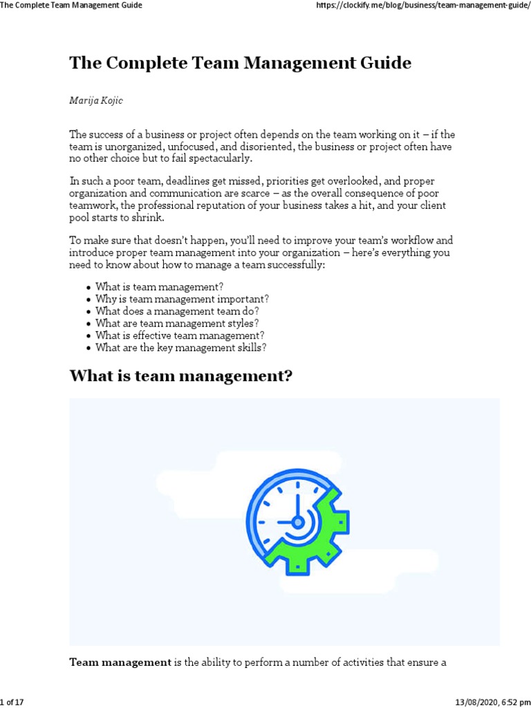 The Complete Team Management Guide PDF | PDF | Skill | Motivation