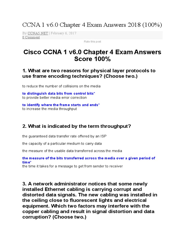 CCNA 1 v6 Chapter 4 | PDF | Network Topology | Computer Network