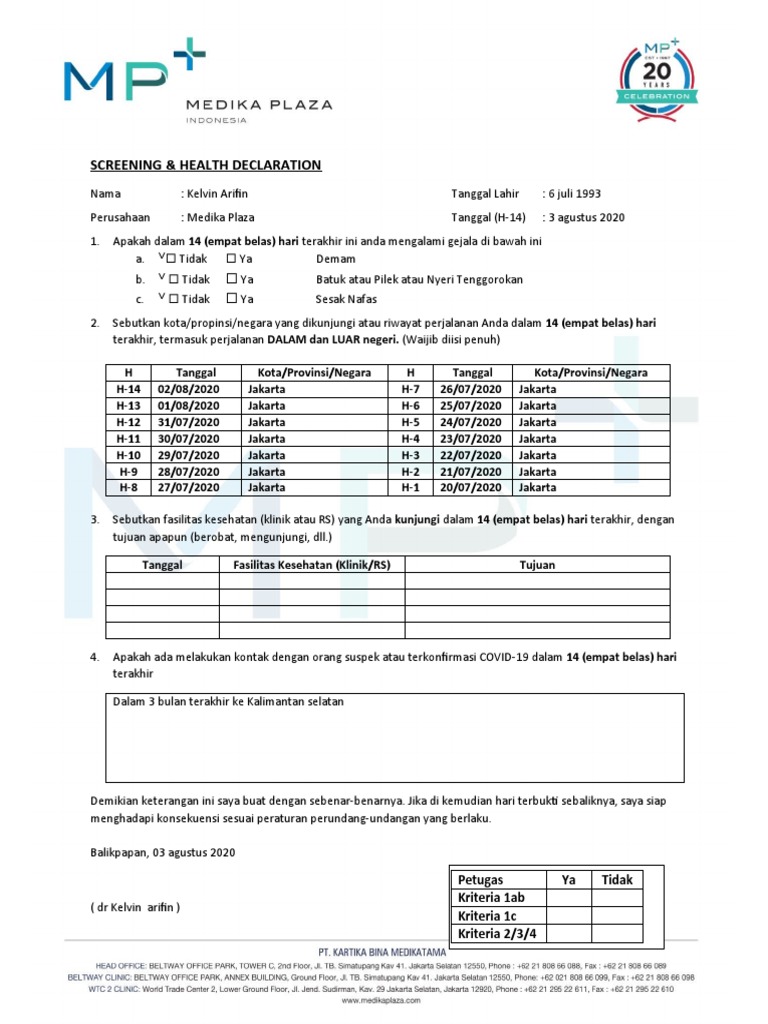 Form Skrining MCU | PDF