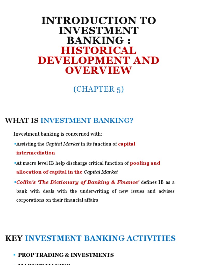 Investment Banking Overview | PDF | Investment Banking | Bear Stearns