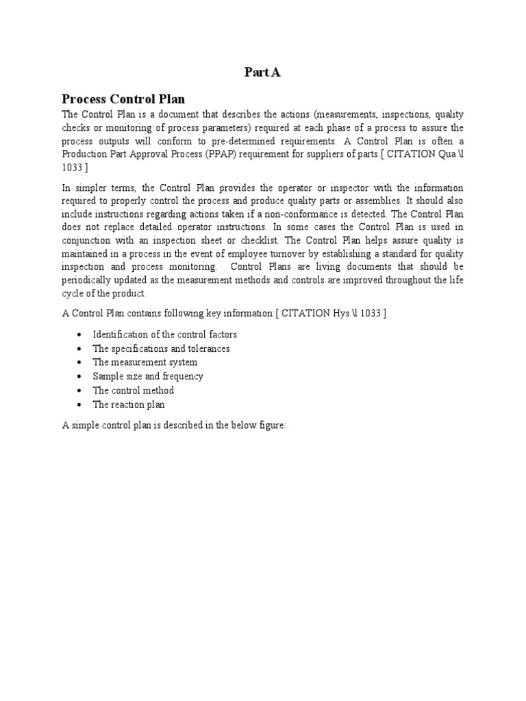 Process Control Plan | PDF | Prototype | Process Control