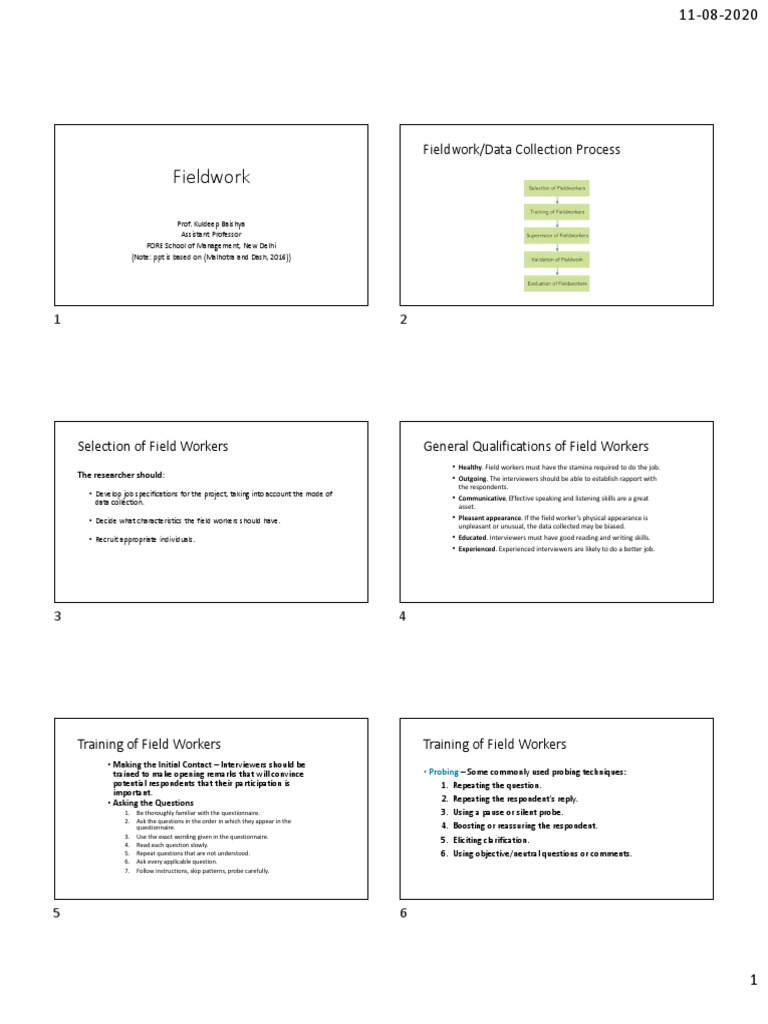 Fieldwork: Fieldwork/Data Collection Process | PDF | Marketing Research ...