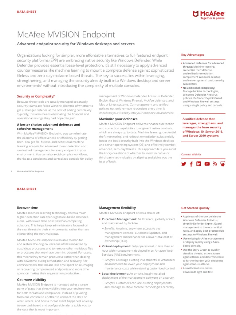 McAfee End Point Protection | PDF | Internet Of Things | Antivirus Software