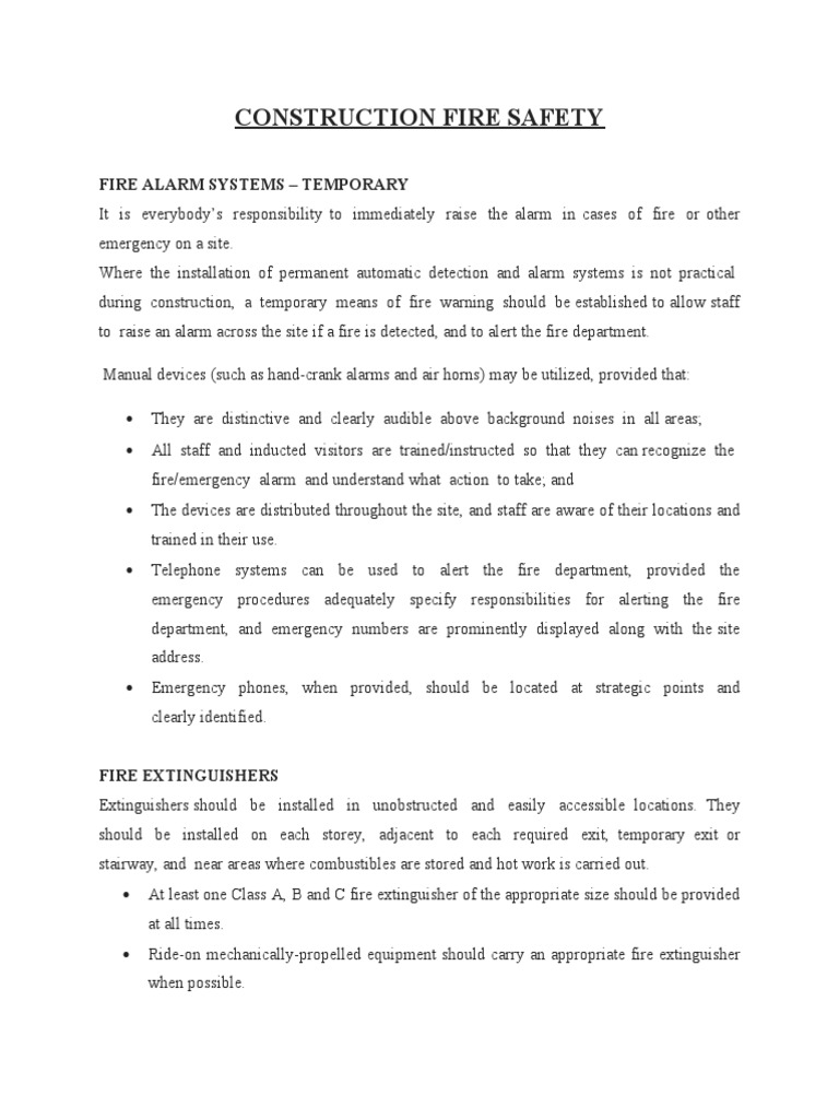 Construction Fire Safety | PDF | Firefighting | Combustion