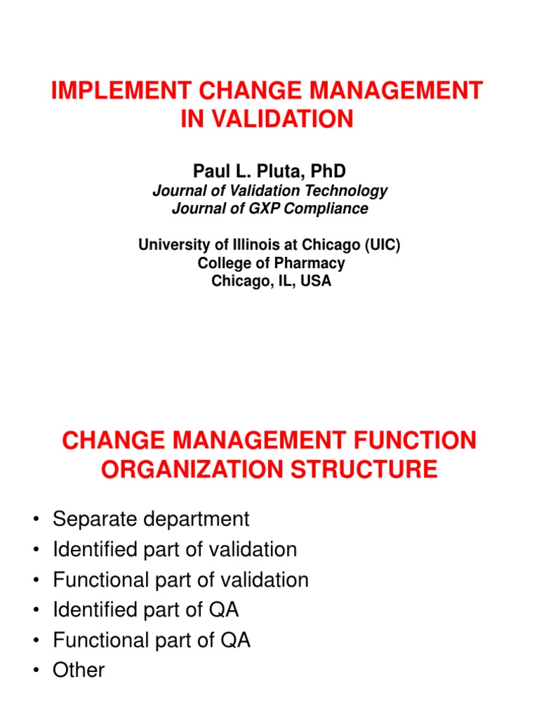 Implement Change Management in Validation | PDF | Verification And ...