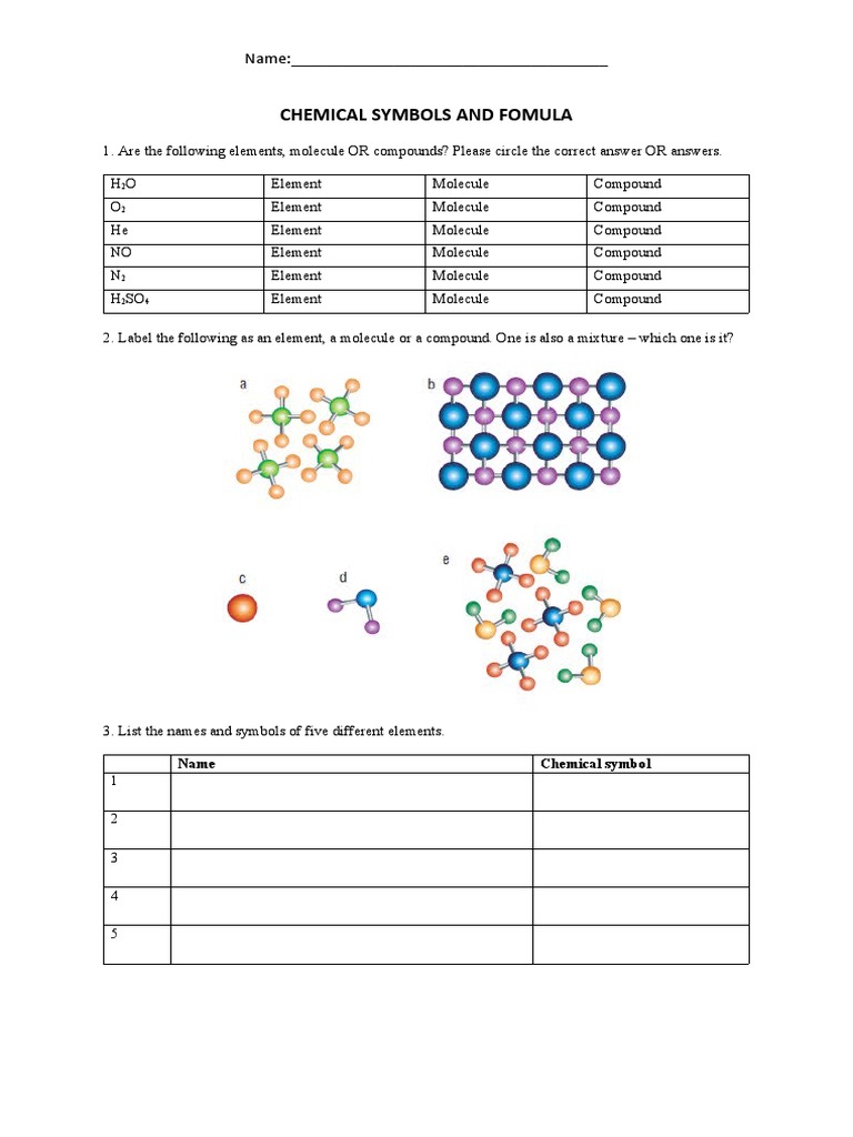 Chemical Symbols and Formula | PDF | Chemical Compounds | Molecules