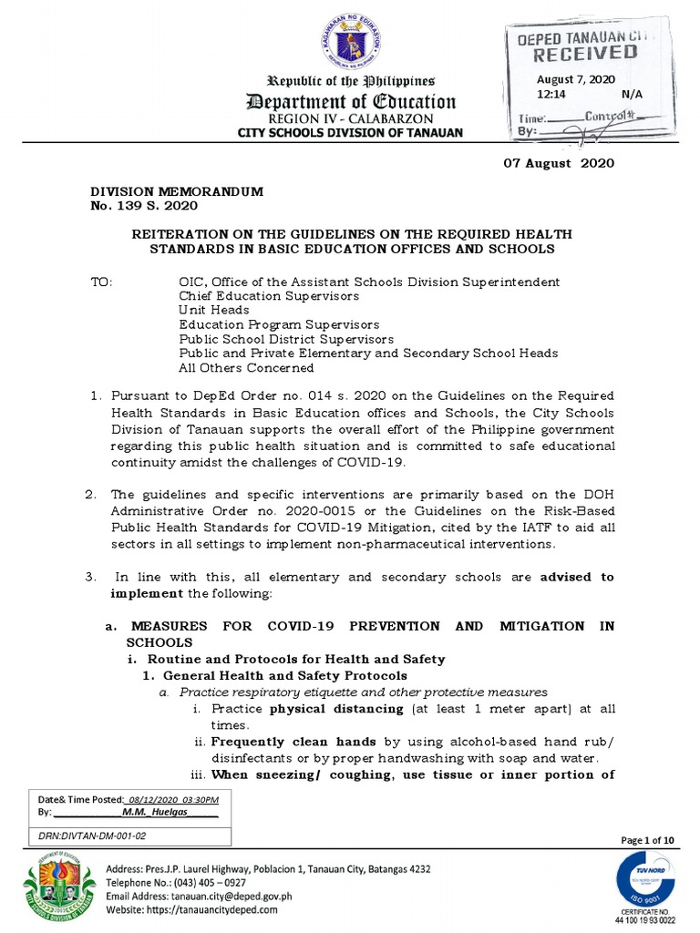 A. Practice Respiratory Etiquette and Other Protective Measures | PDF ...