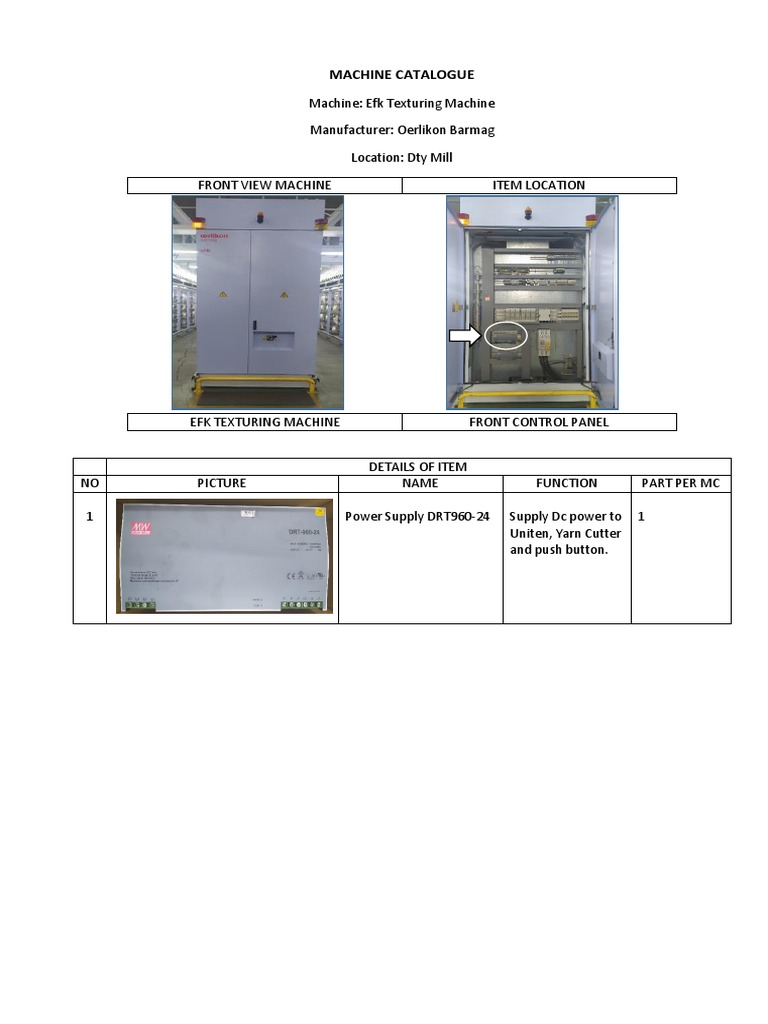 Oerlikon Barmag EFK Machine Catalogue | PDF | Science & Mathematics