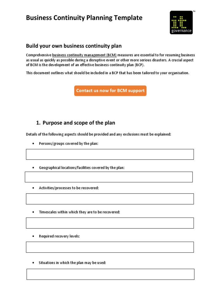 Business Continuity Planning Template Procedure PDF | PDF | Policy ...