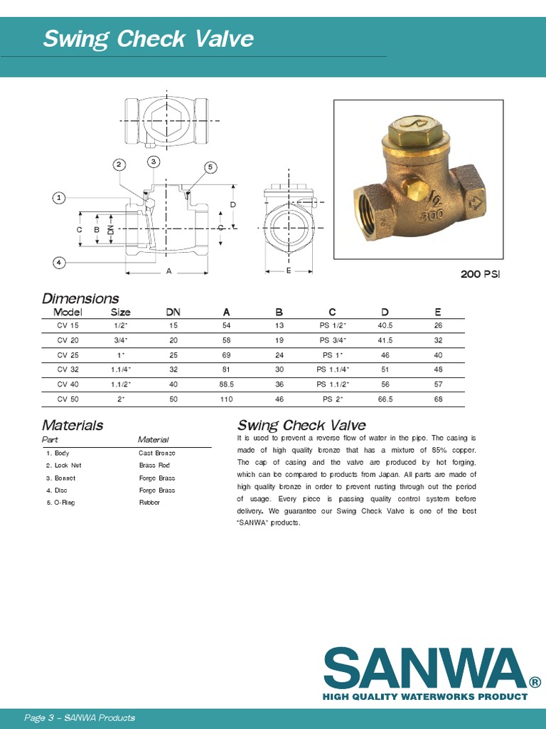 Sanwa Export 03 Swing Check Valve | PDF