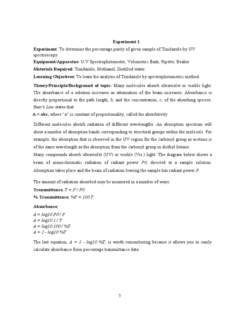 1 - Practical | PDF | Absorbance | Absorption Spectroscopy