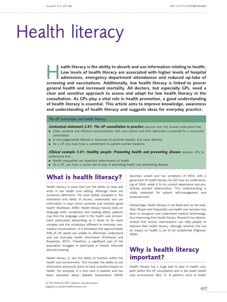 What Is Health Literacy? | PDF | Health Equity | General Practitioner