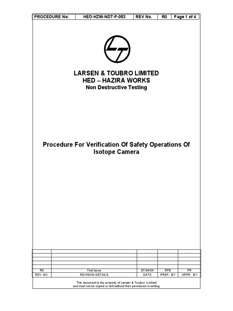 Verify Isotope Camera Safety | PDF | Equipment | Radiation