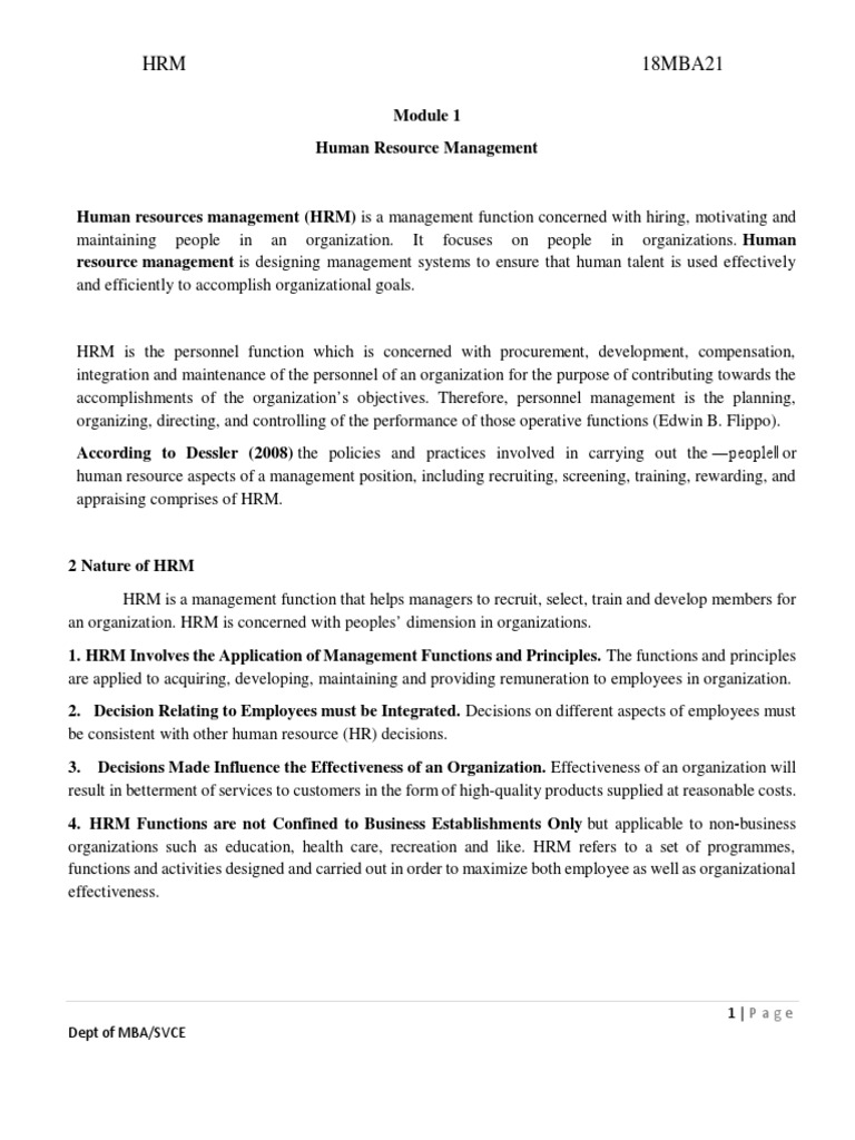 HRM 1&2 Module | PDF | Human Resource Management | Human Resources