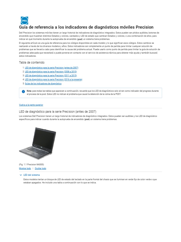 Guía de Diagnósticos para Dell Precision | PDF | Diodo emisor de luz | Bios