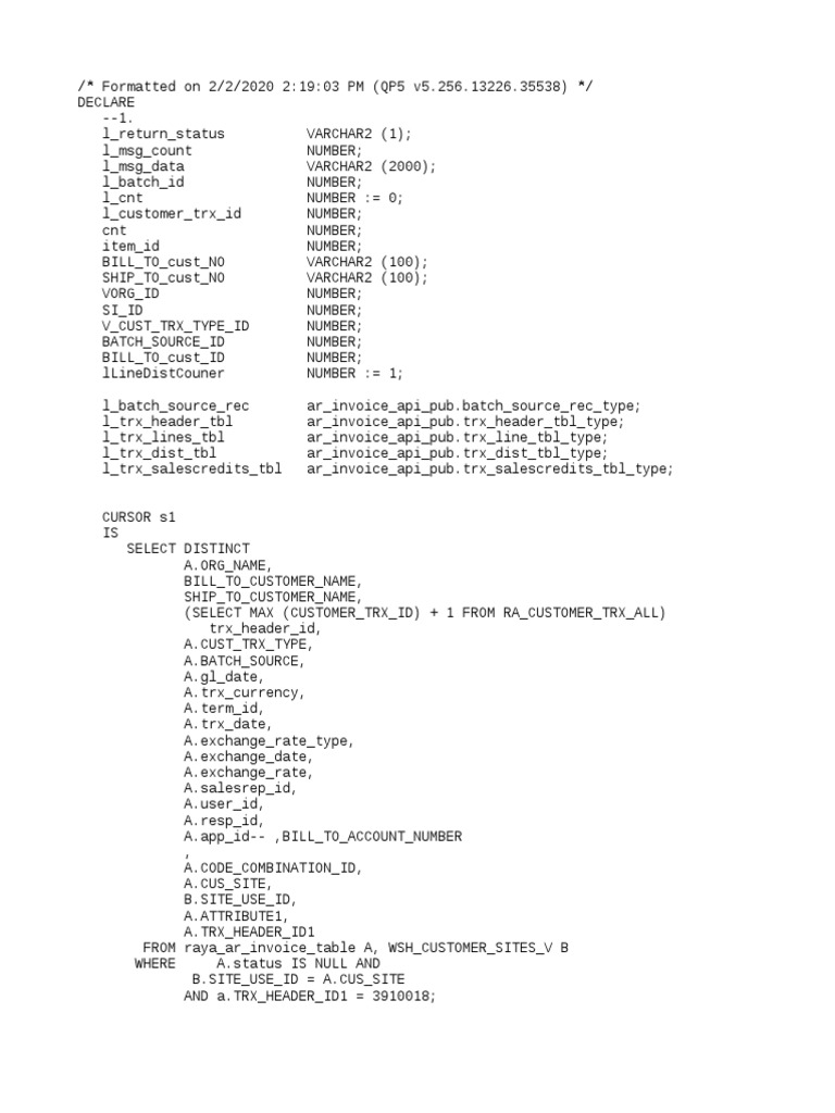 Api Ar Invoice | PDF | Databases | Software