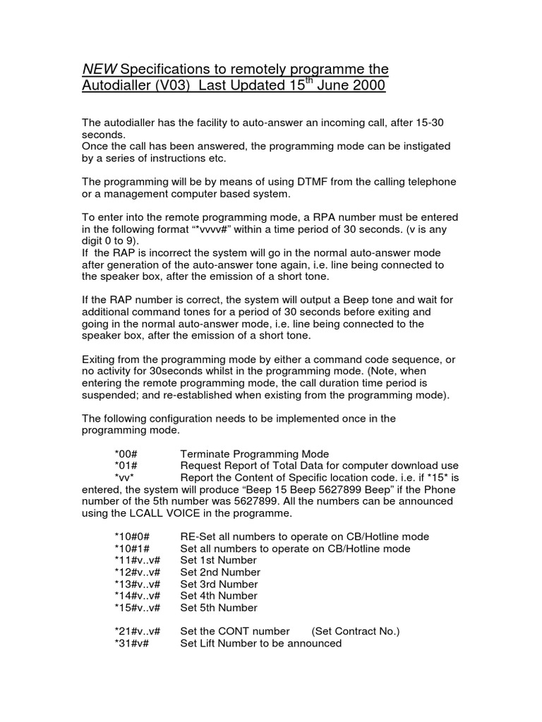 Windcrest Autodialler Full Remote Programming Instruction | PDF ...