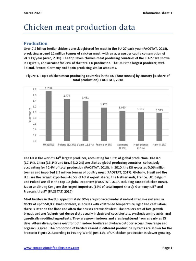 Chicken Meat Production in The Eu | PDF | Broiler | Livestock