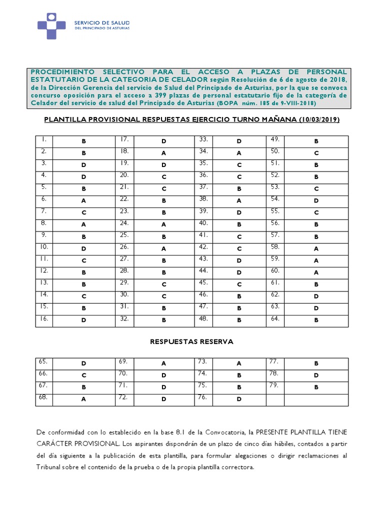 Plantilla Provisional Celador Asturias | PDF | Agitación | Violencia
