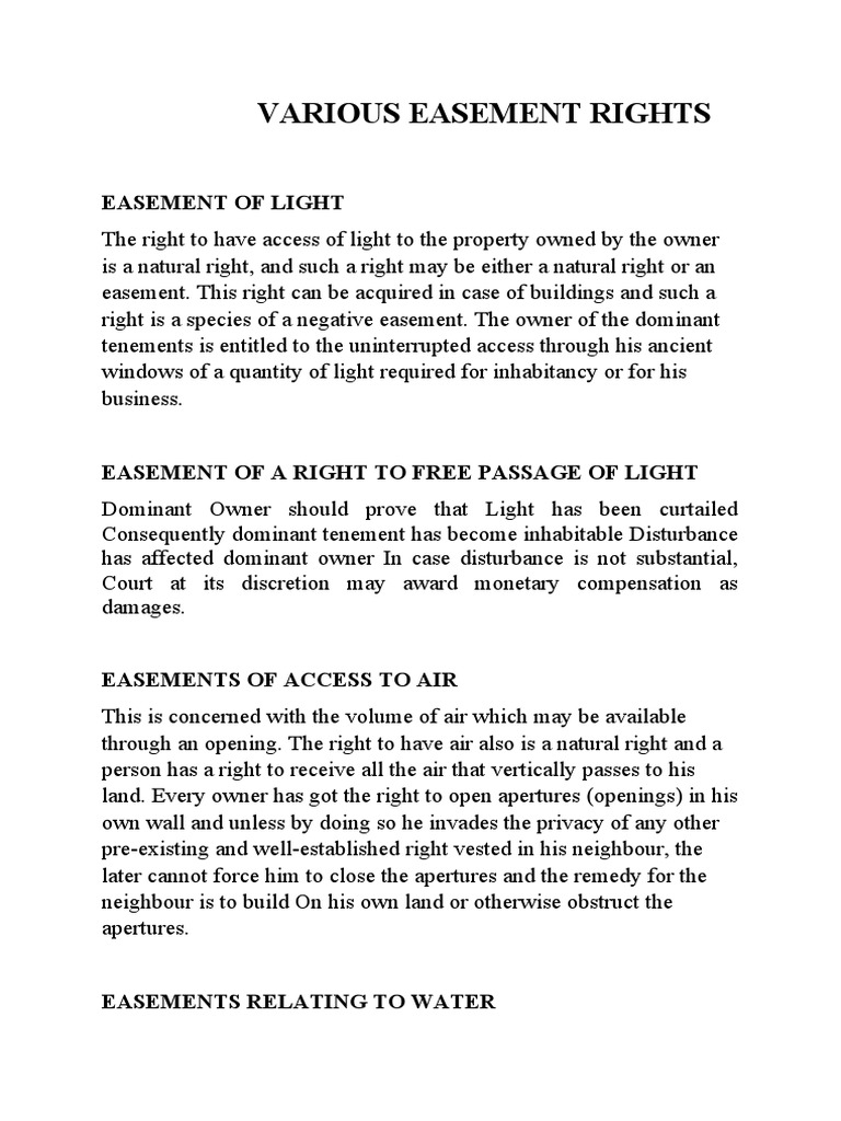 Easement of Light Rights Explained | PDF | Easement | Water