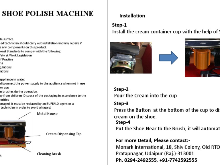 Shoe Polish Machine Installation Guide | PDF