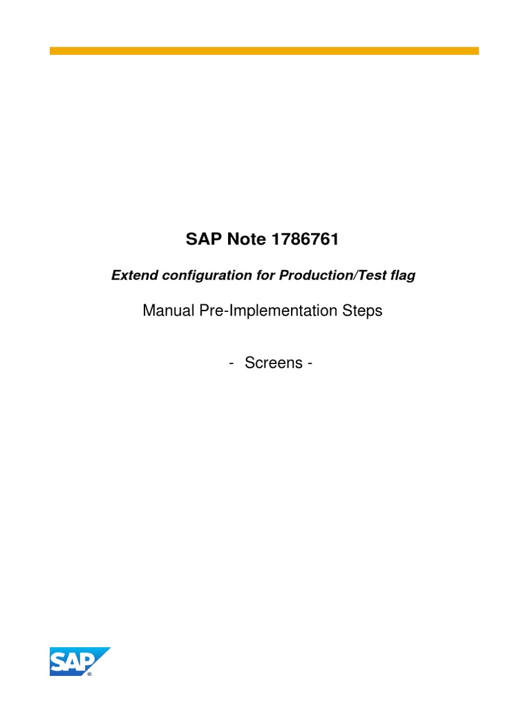 SAP Note 1786761: Manual Pre-Implementation Steps | PDF | Computer Data | Information Technology ...