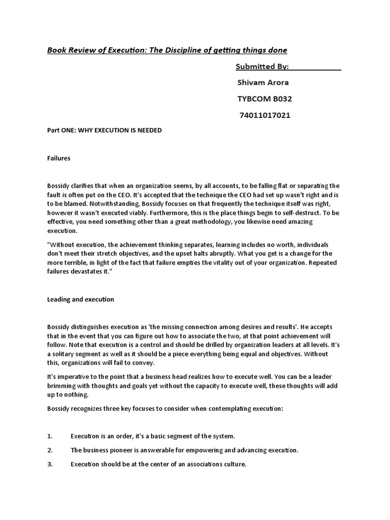 Book Review of Execution | PDF | Behavior Modification | Psychological ...