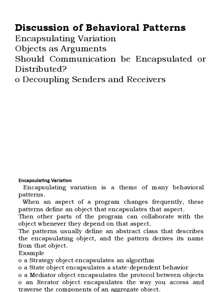 Discussion of Behavioral | PDF | Object (Computer Science) | Interface ...