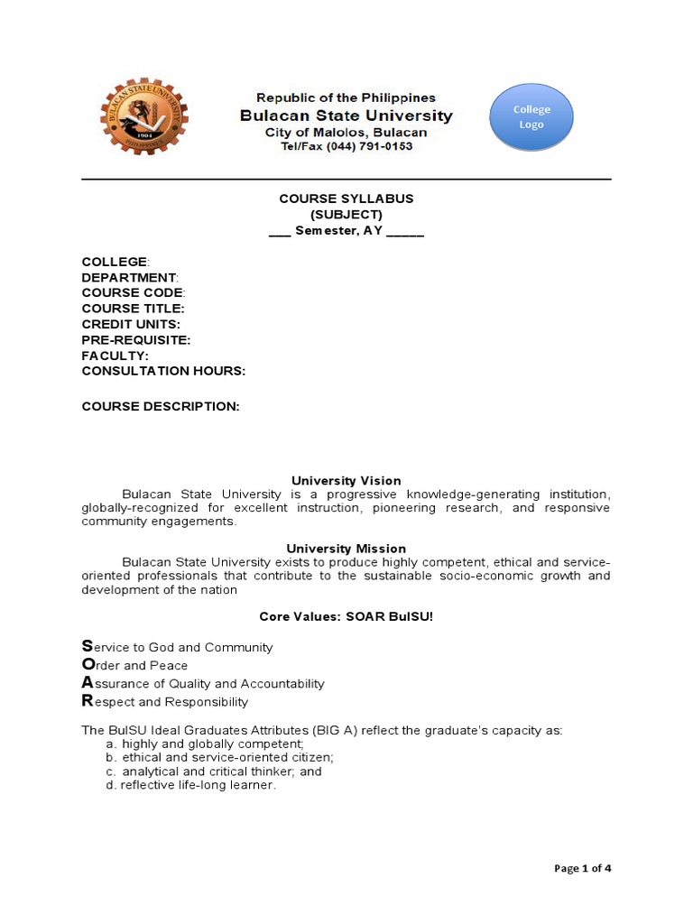 Prototype Course Syllabus Overview | PDF | Educational Psychology ...