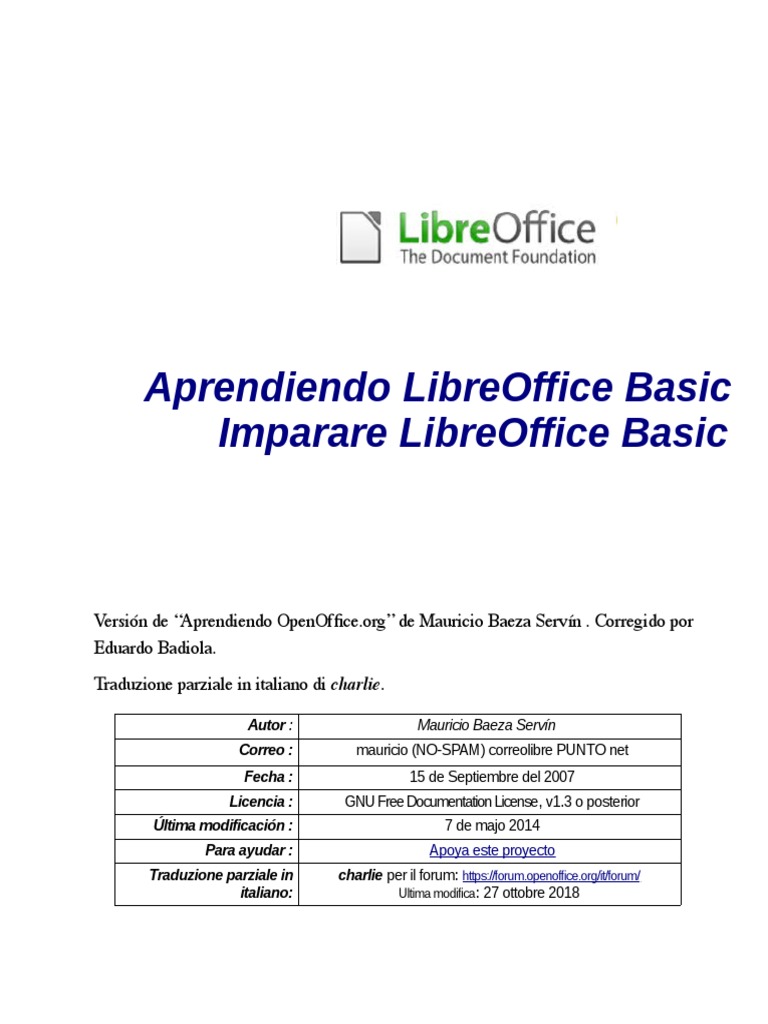 LibreOffice Basic PDF | PDF | Software libre | Macro (informática)