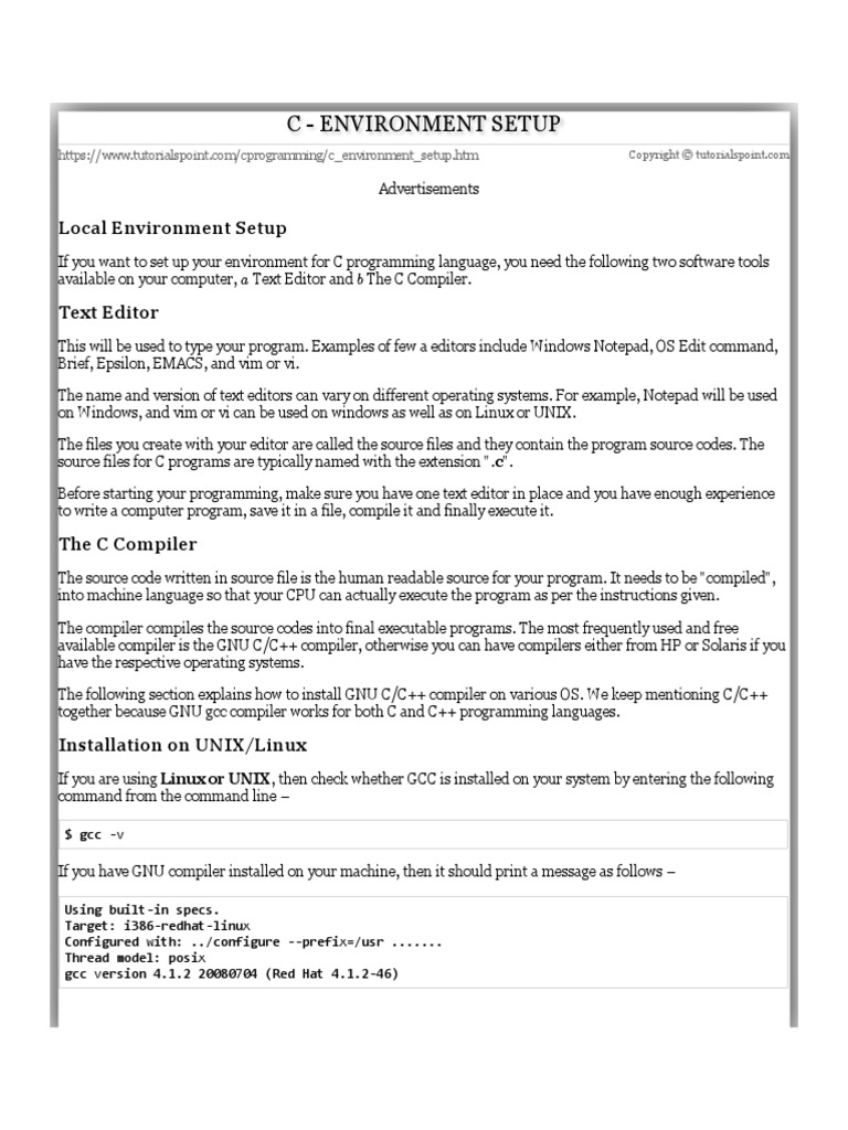 3 C Environment Setup | PDF | Source Code | Compiler