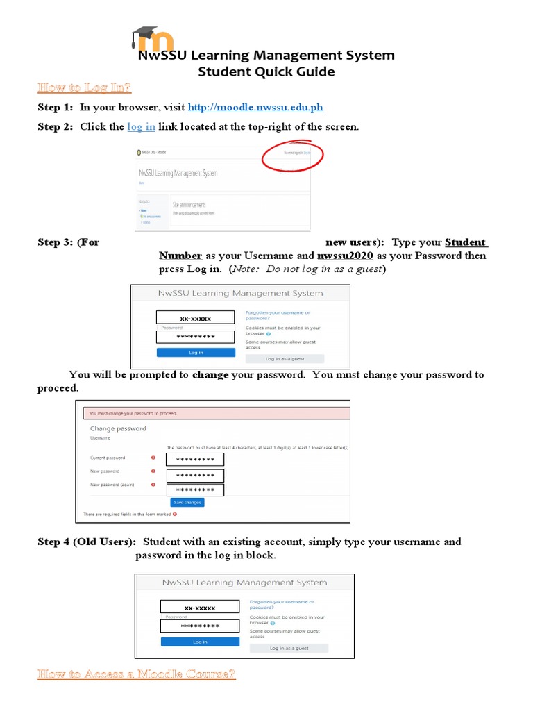 Nwssu Learning Management System Student Quick Guide: How To Log In? | PDF