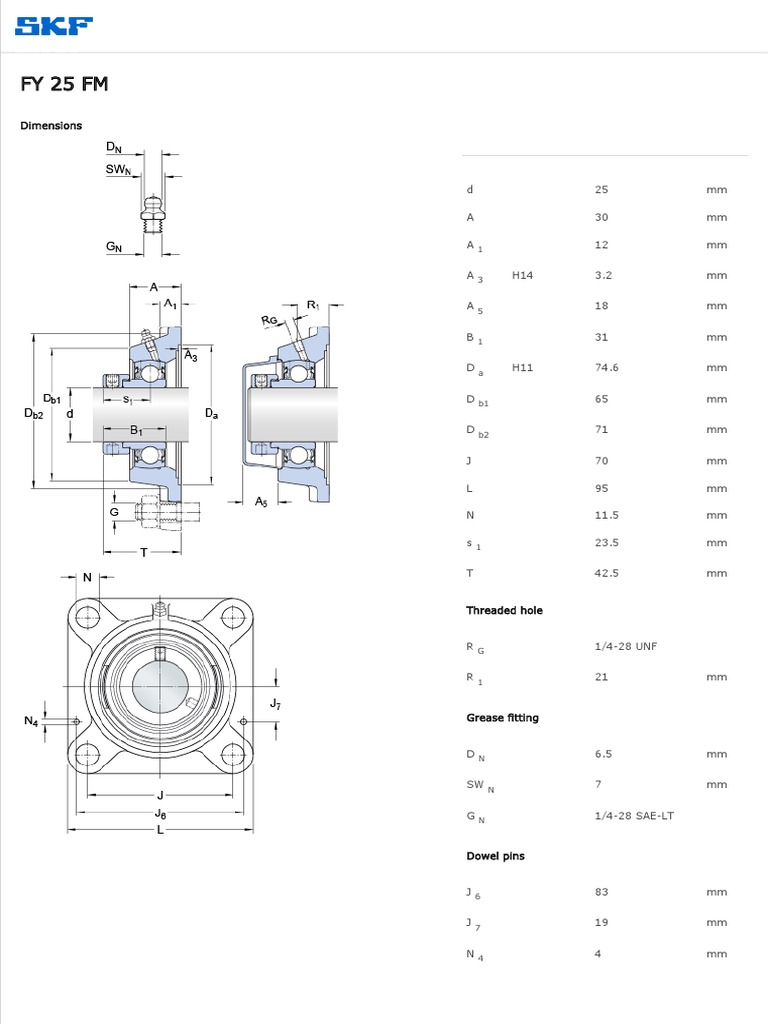 Y-Bearing Square Flanged Units - FY 25 FM PDF | PDF | Screw | Metalworking