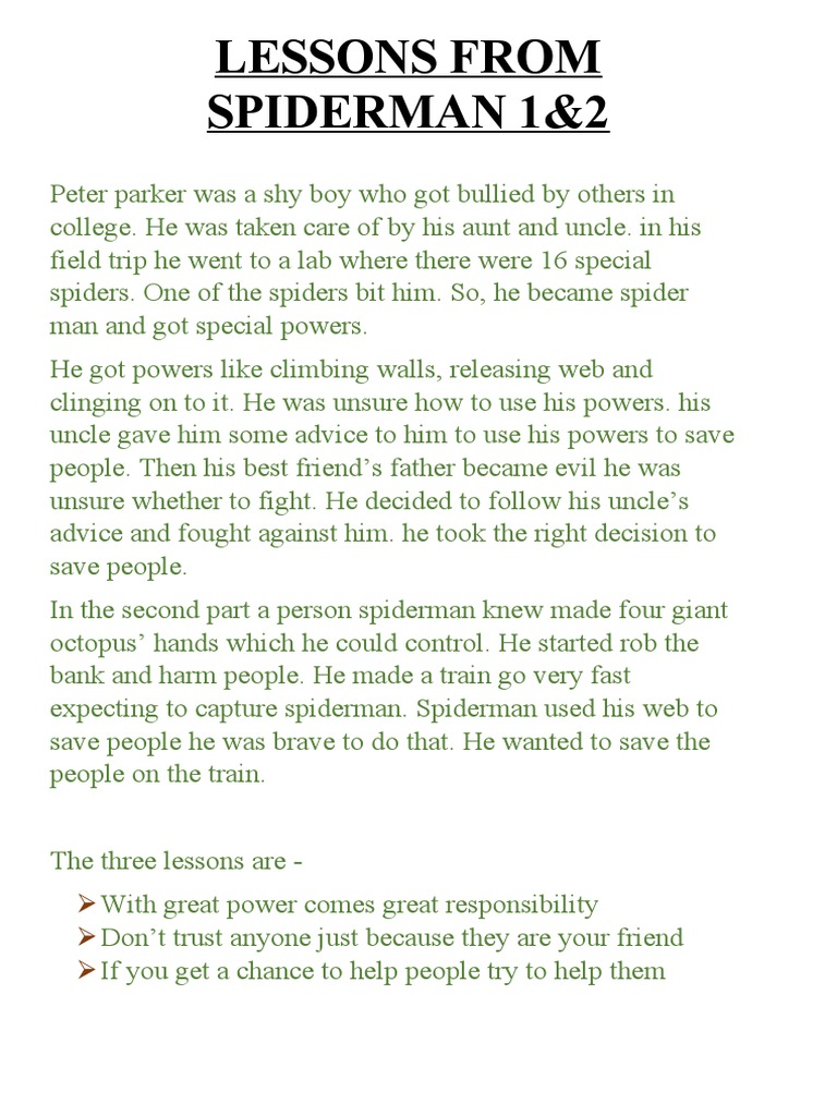 Spiderman Essay | PDF