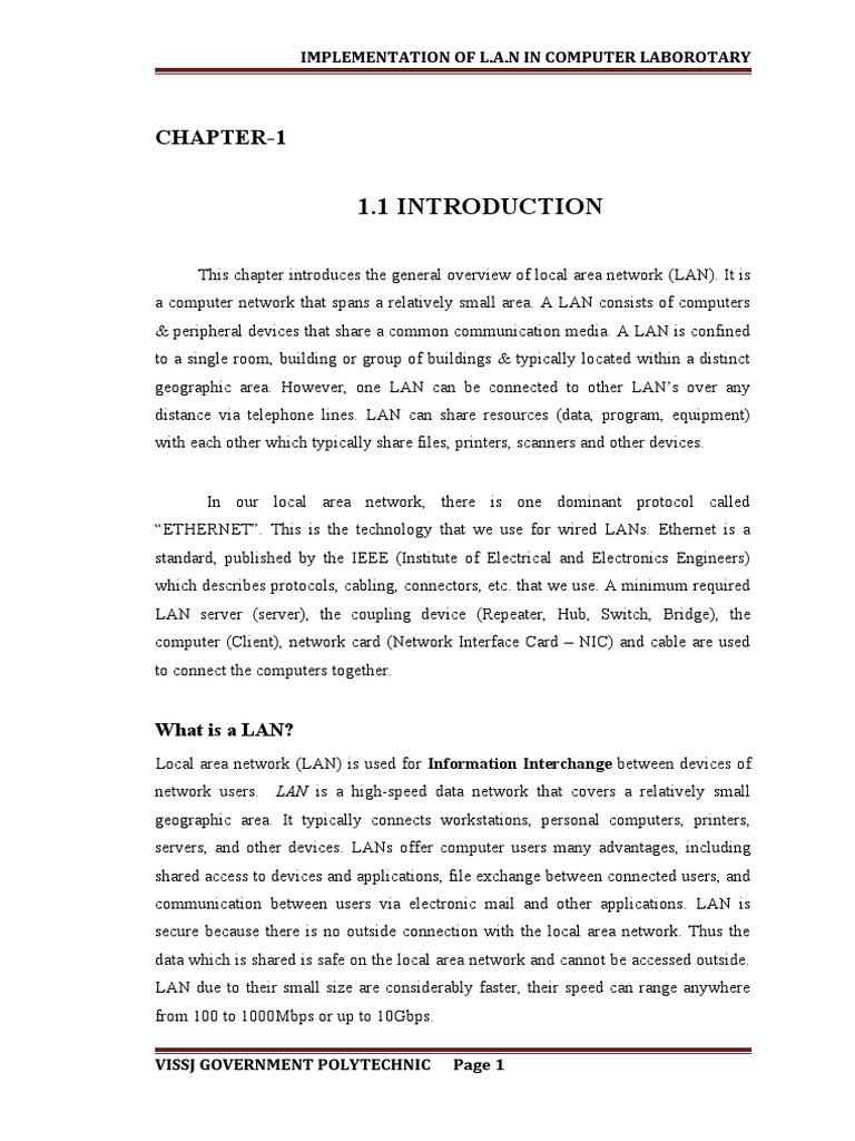 Lan Project Report of Vissj Polytechnic | PDF | Network Topology ...