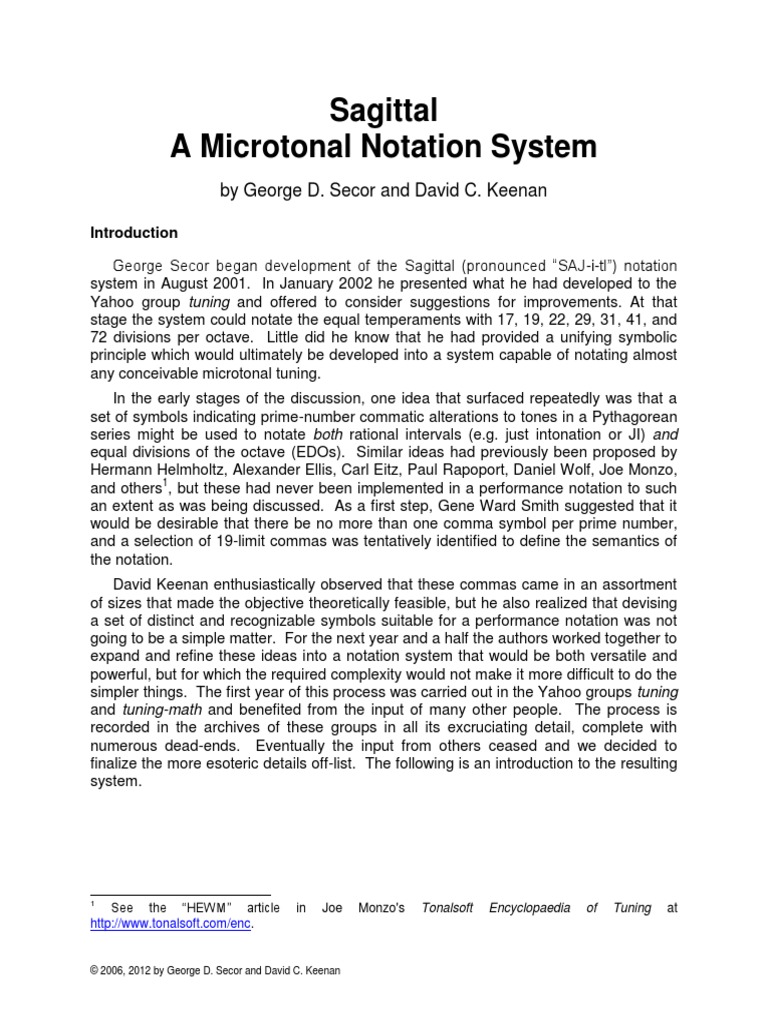 Sagittal A Microtonal Notational System by G.Secor | PDF | Interval ...
